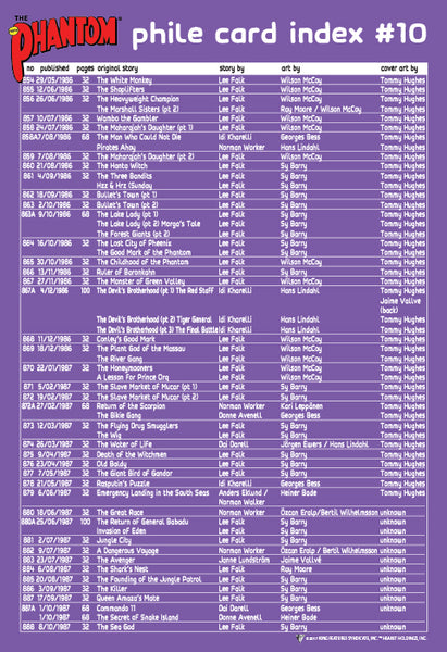 Phantom Philecard Index #10 (colour) – Phantom Comics