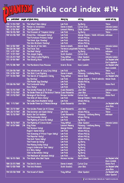 Phantom Philecard Index #14 (colour) – Phantom Comics